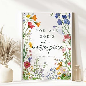 You Are God's Masterpiece Ephesians 2:10 Bible Verse Wall Art Print ...
