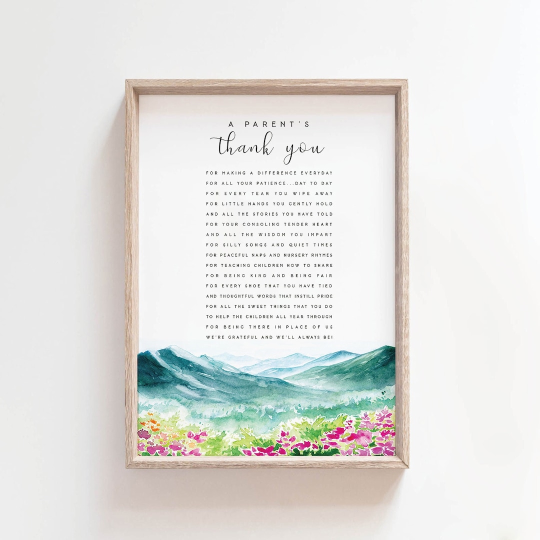A Parents Thank You Printable Nursery Teachers Teaching - Etsy