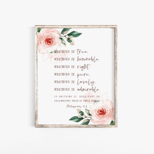 Philippians 4 8 Whatever is True Sign Bible Verse Wall Art Print ...