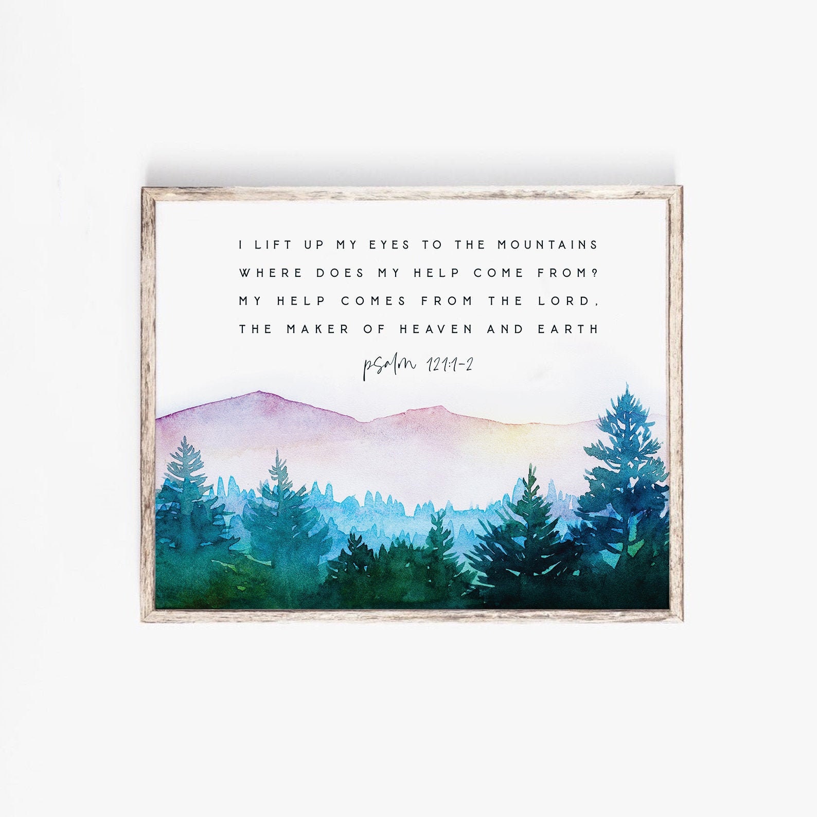 Psalm 121 Bible Verse Wall Art Print Watercolor Horizontal - Etsy