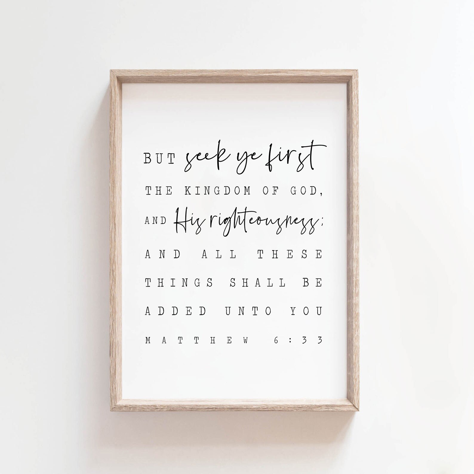 Matthew 6:33 Seek Ye First the Kingdom of God Bible Verse Wall | Etsy