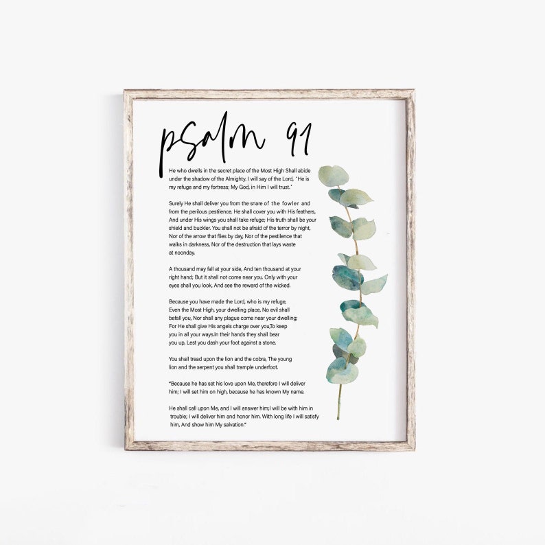 Psalm 91 Print Psalm Poster Psalm Wall Art Christian Gift - Etsy