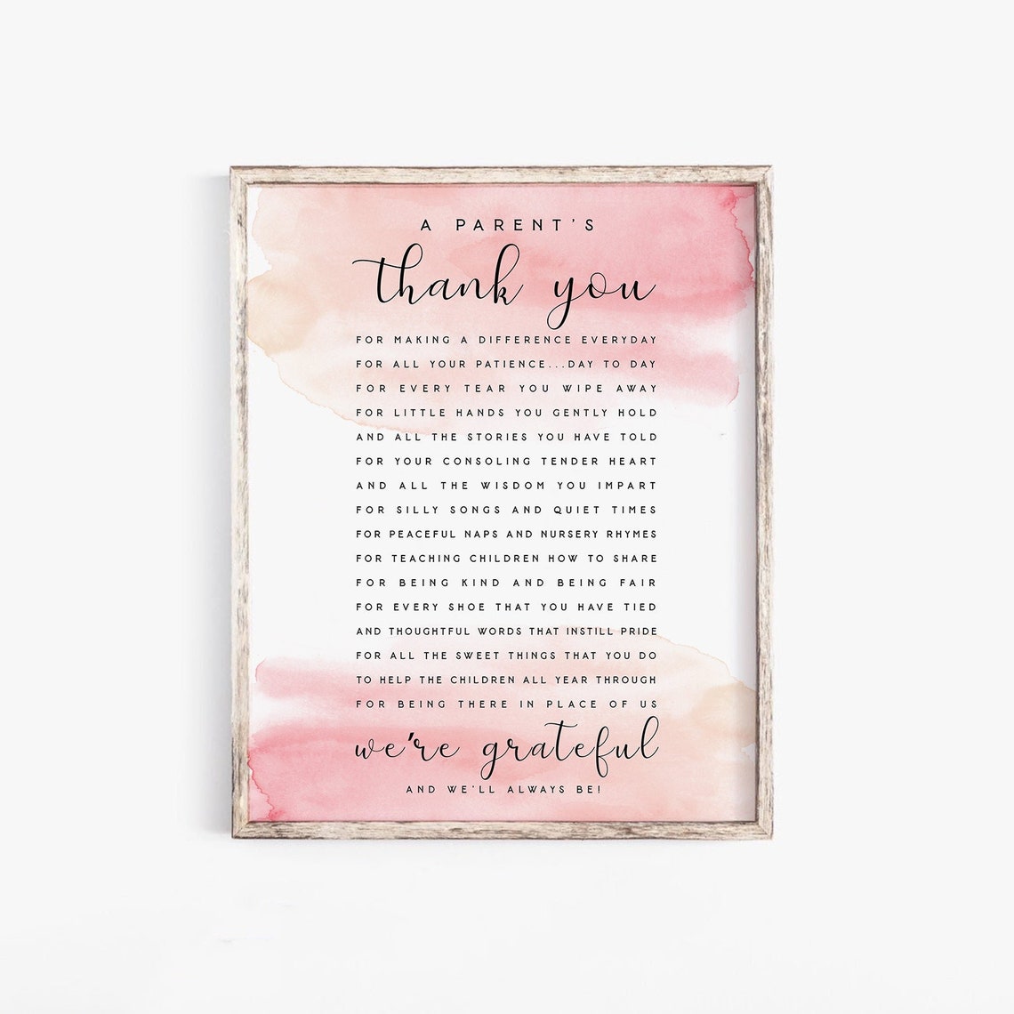 A Parents Thank You Poem Printable Nursery Teachers Teaching - Etsy