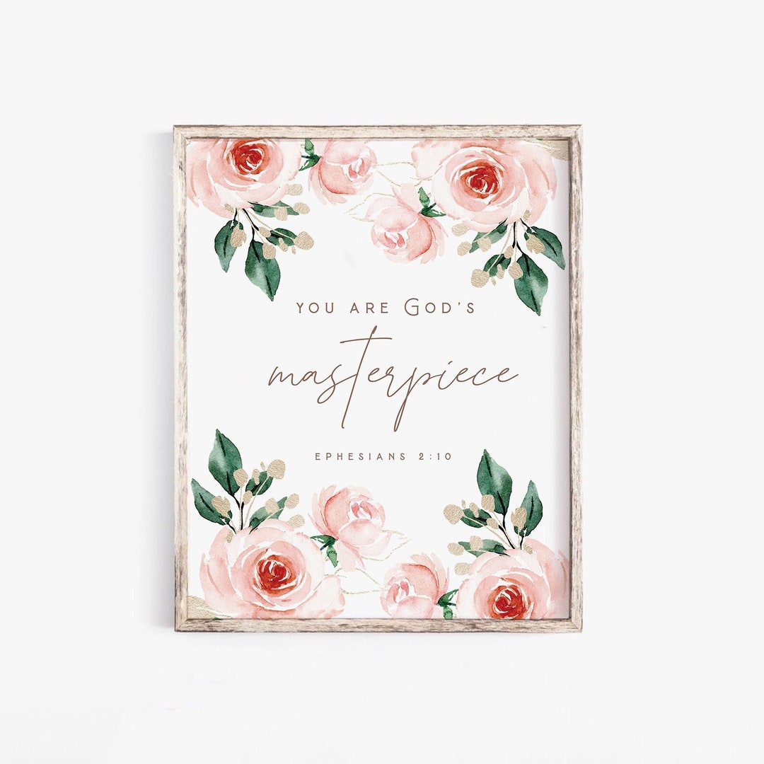 You Are God's Masterpiece Ephesians 2:10 Rainbow Bible Verse Wall Art ...