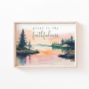 Great is They Faithfulness Lamentations 3:23 Watercolor Bible Verse ...