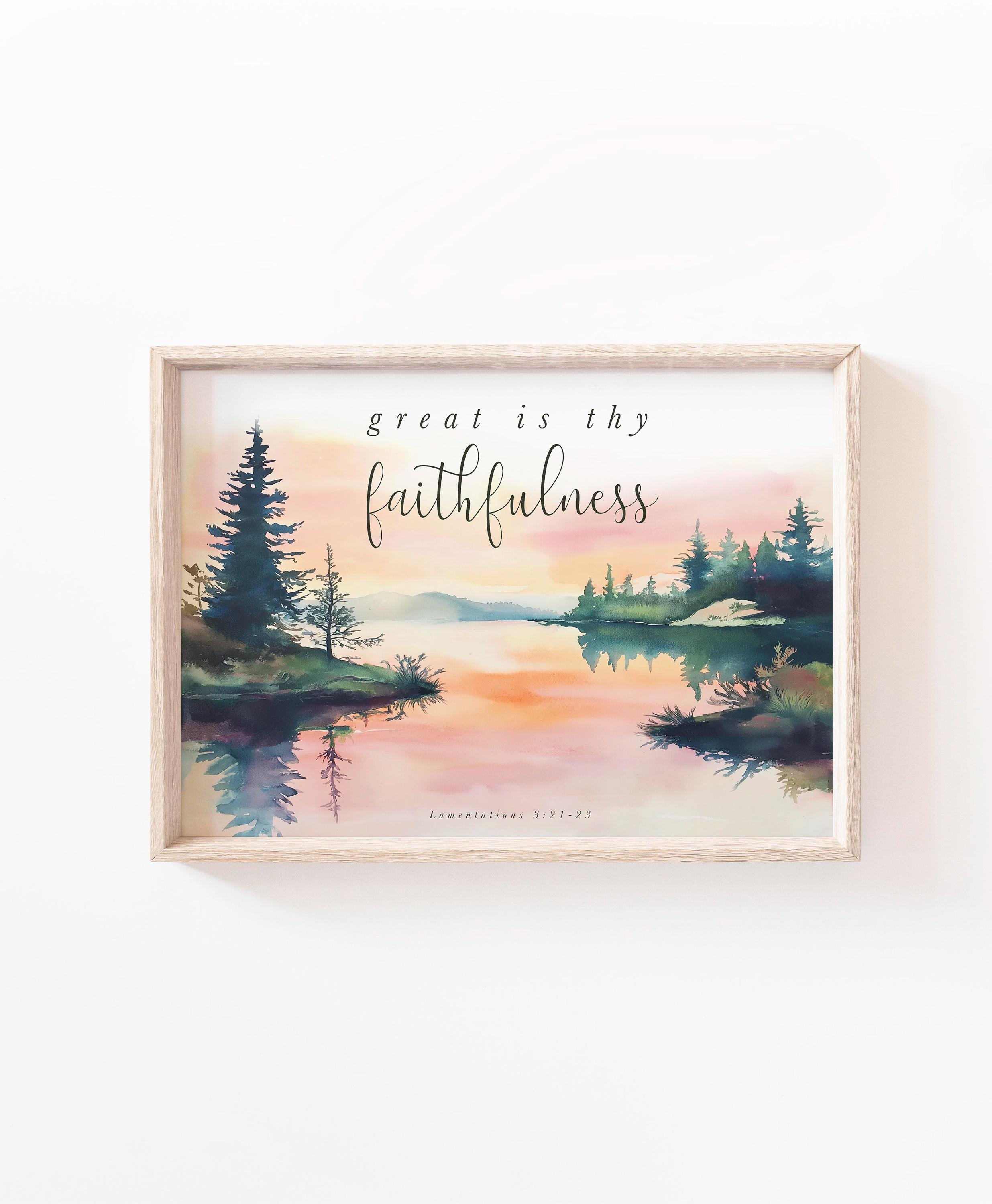 Great is They Faithfulness Lamentations 3:23 Watercolor Bible Verse ...