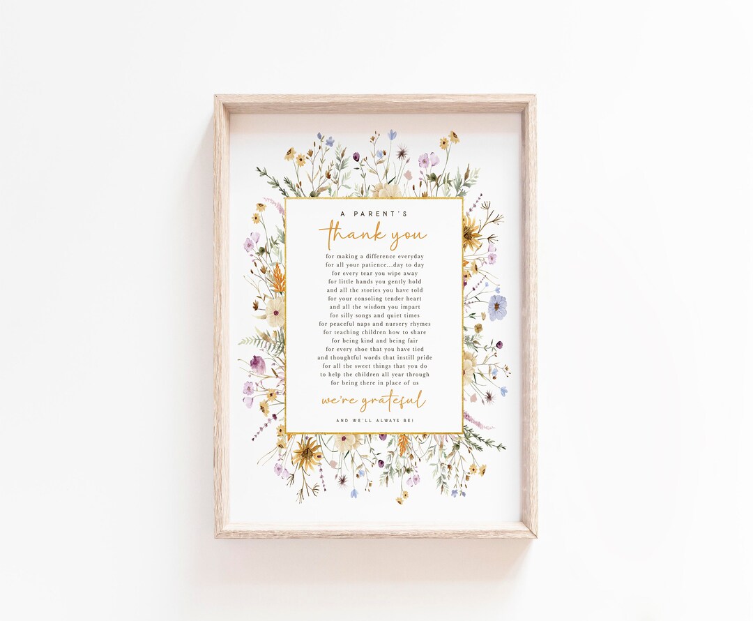 A Parents Thank You Printable Nursery Teachers Teaching Teacher's Day ...