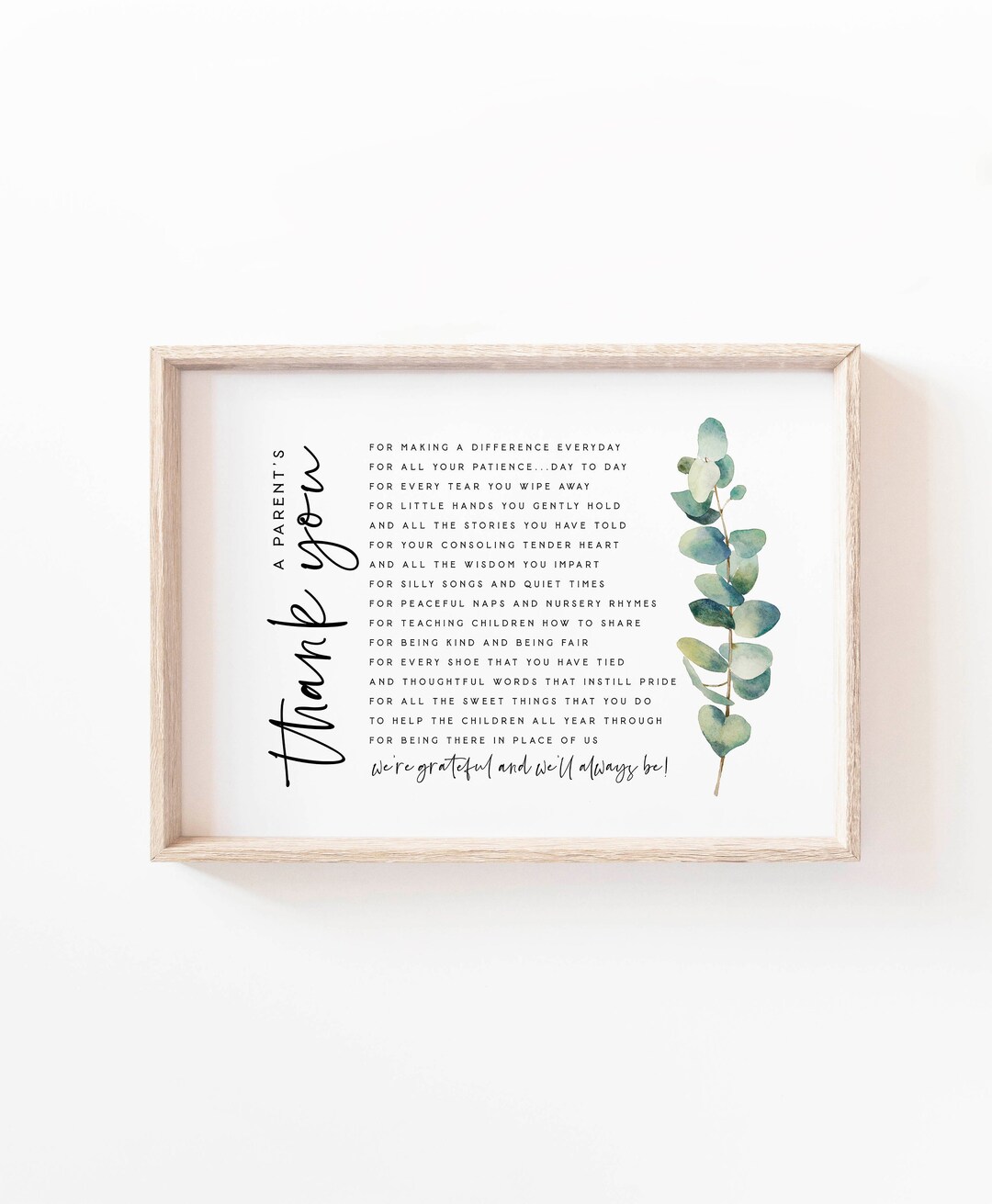 A Parents Thank You Printable Nursery Teachers Teaching Teacher's Day ...