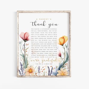 A Parents Thank You Printable Nursery Teachers Teaching Teacher's Day ...