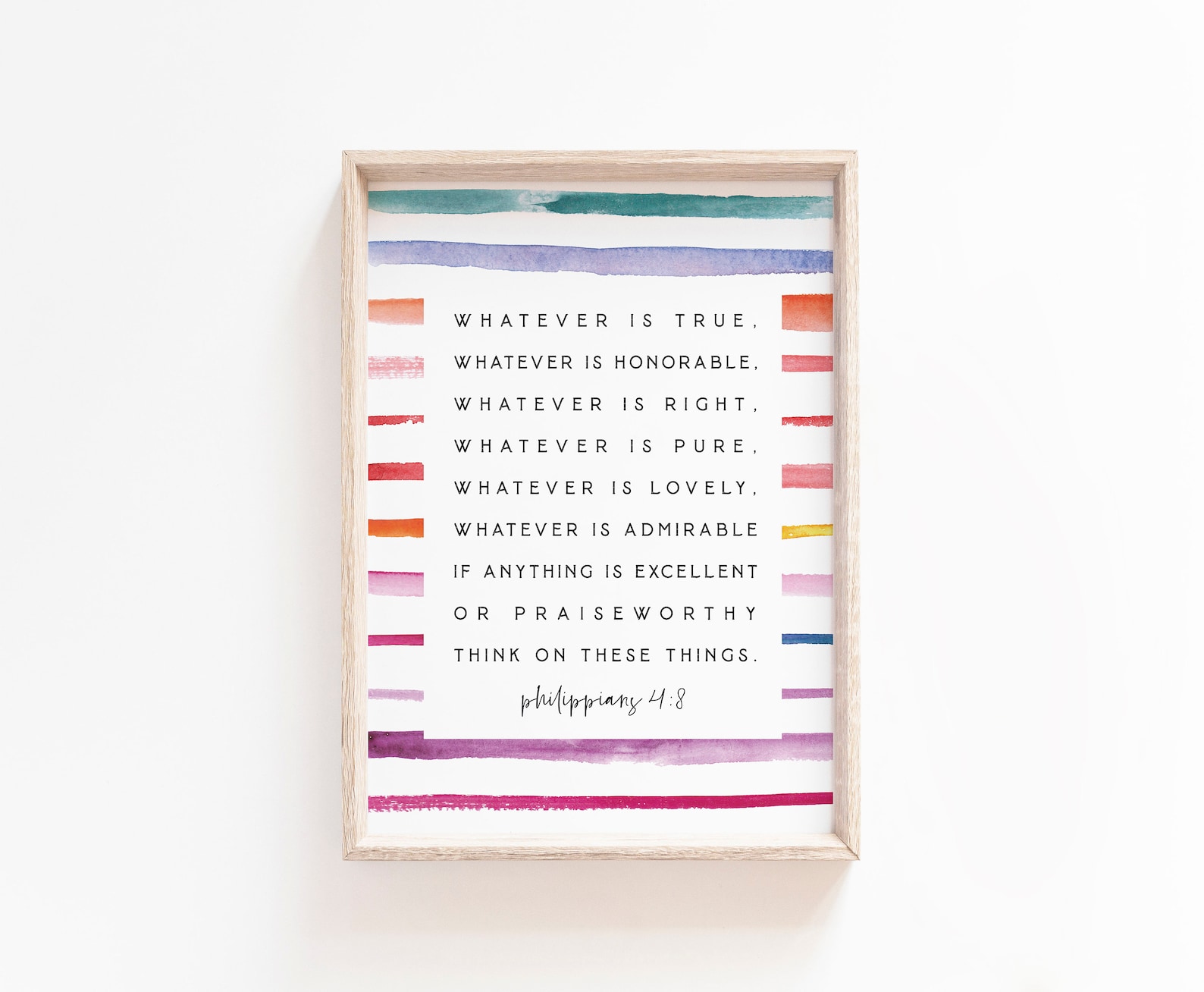 Philippians 4 8 Whatever is True Noble Lovely Sign Bible Verse Print ...