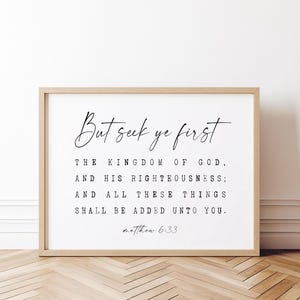 Matthew 6:33 Seek Ye First the Kingdom of God Bible Verse Wall Art ...