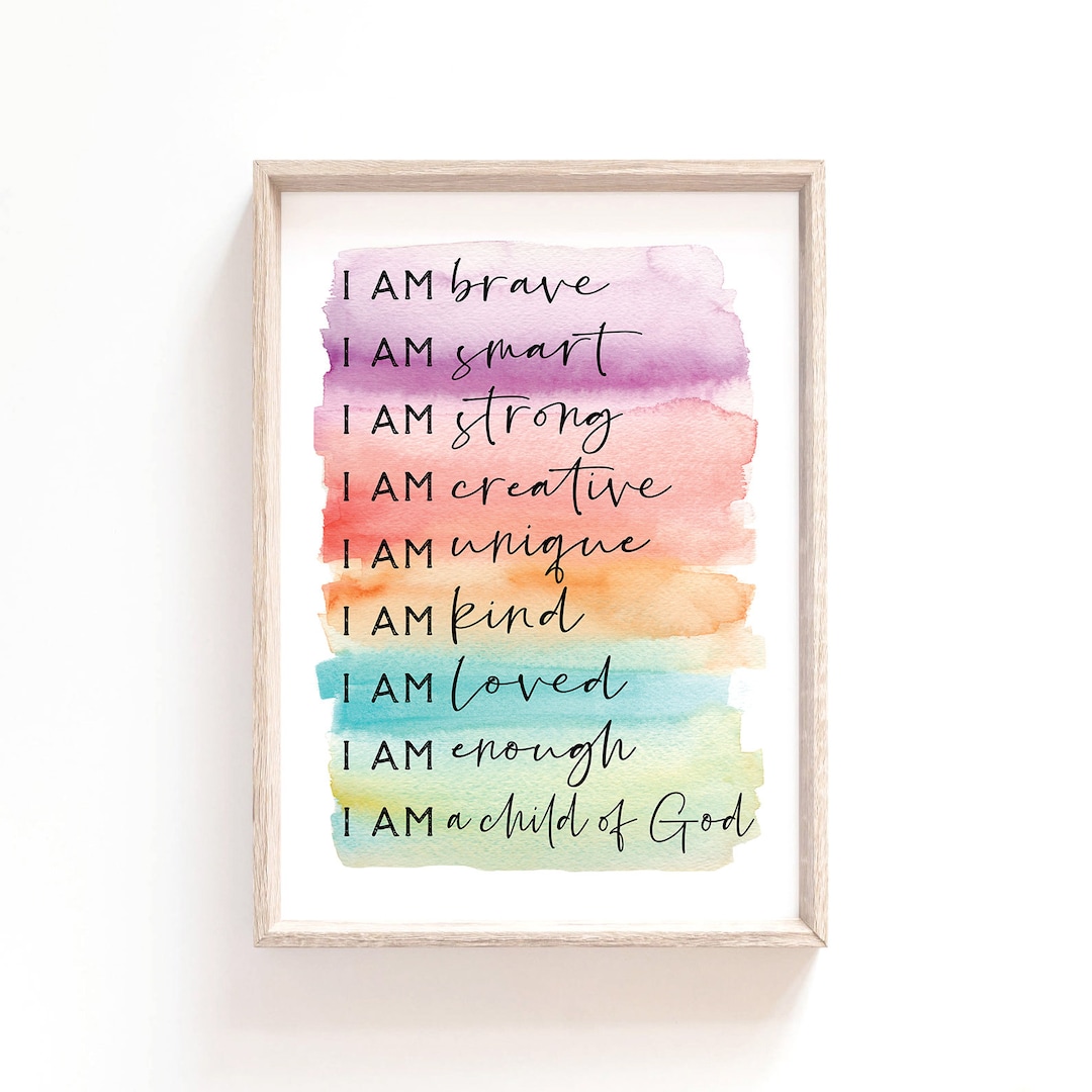 I Am Brave, I Am a Child of God Kids Positive Affirmation Print Love ...