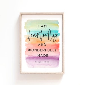 Psalm 139:13 I Am Fearfully and Wonderfully Made Bible Verse Wall Art ...