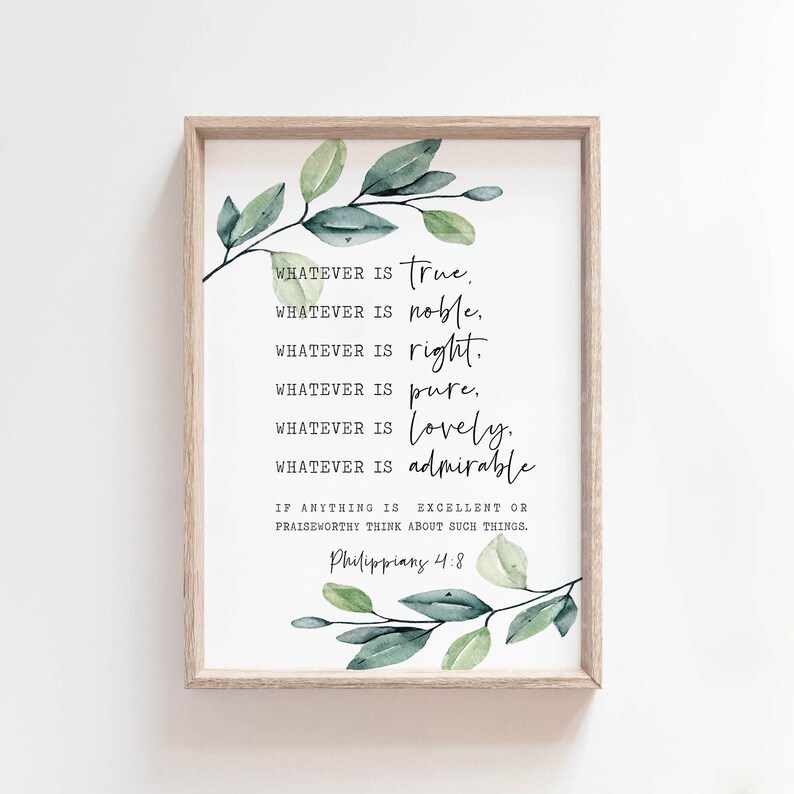 Philippians 4 8 Whatever is True Sign Bible Verse Wall Art - Etsy