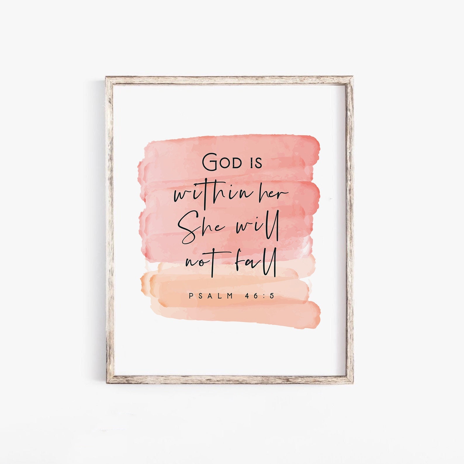 God is With Her She Will Not Fall Psalm 46:5 Bible Verse Print Wall Art ...