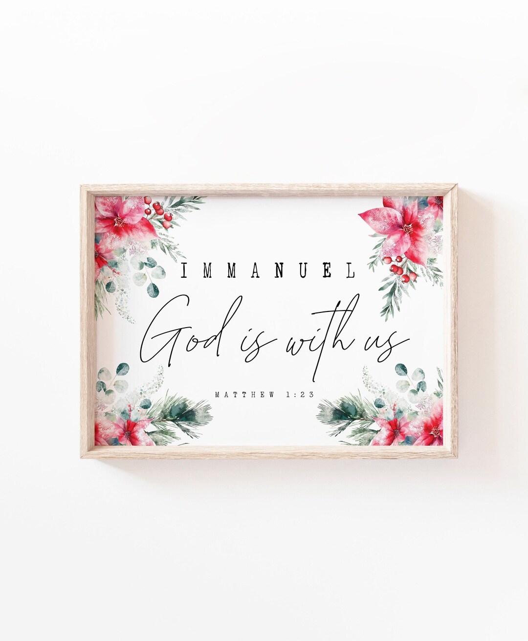 Immanuel God is With Us Matthew 1:23 Bible Verse Wall Art Print ...