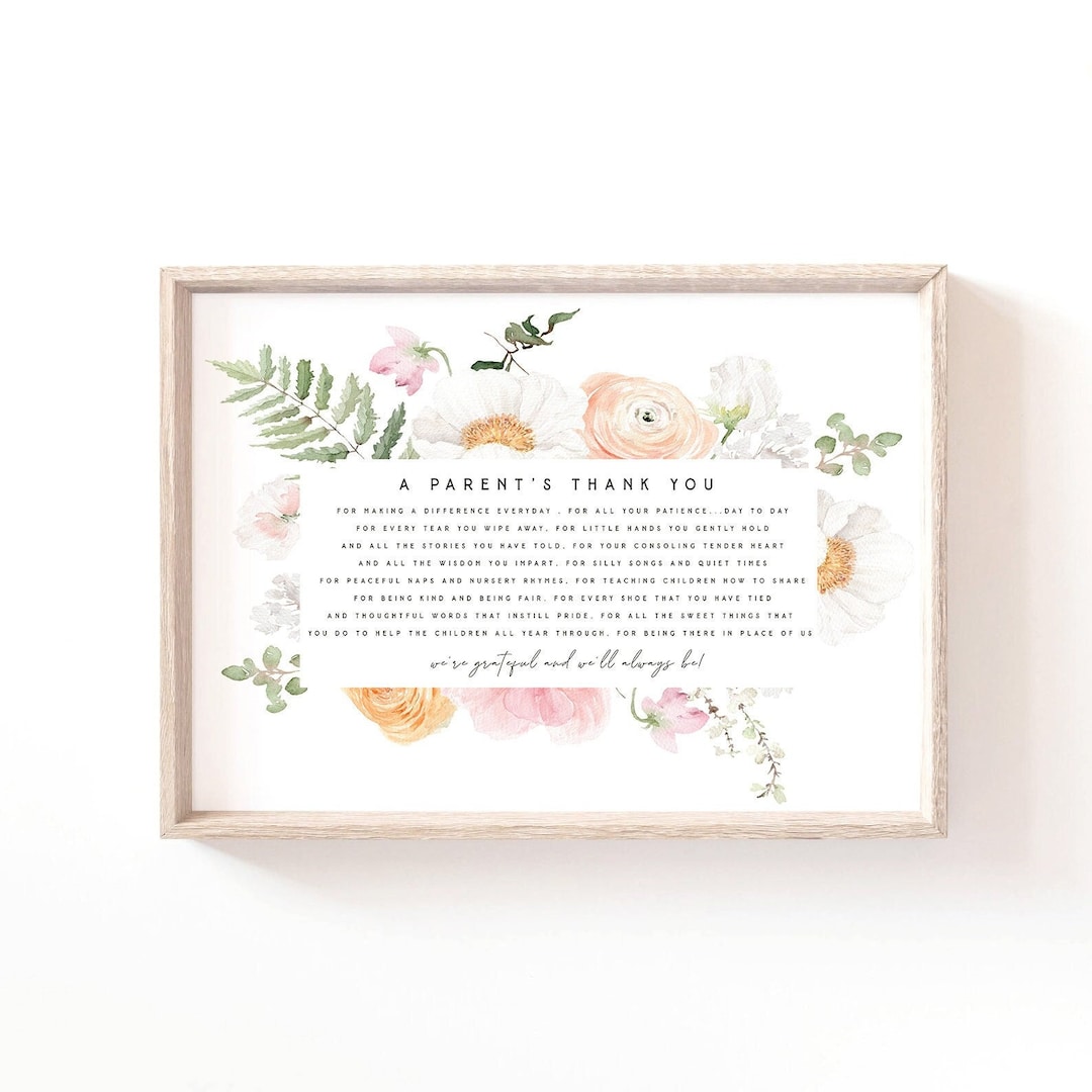 A Parents Thank You Printable Nursery Teachers Teaching Teacher's Day ...
