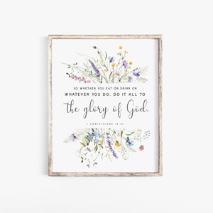 1 Corinthians 10:31 for the Glory of God Bible Verse Wall Art Print ...