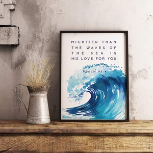 Mightier Than the Waves of the Sea Wall Art,beach House Sign Decor ...