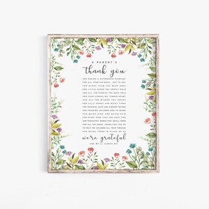 A Parents Thank You Poem Printable Nursery Teachers Teaching Teacher's ...