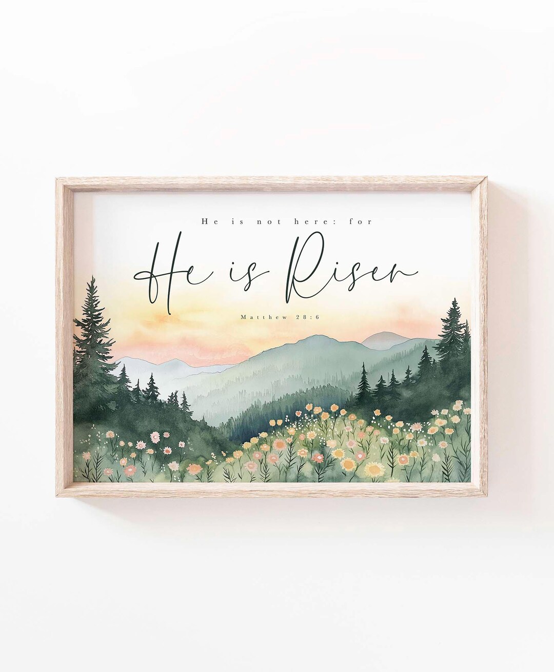 He is Risen Matthew 28:6 Bible Verse Wall Art Print Easter Wall Art ...