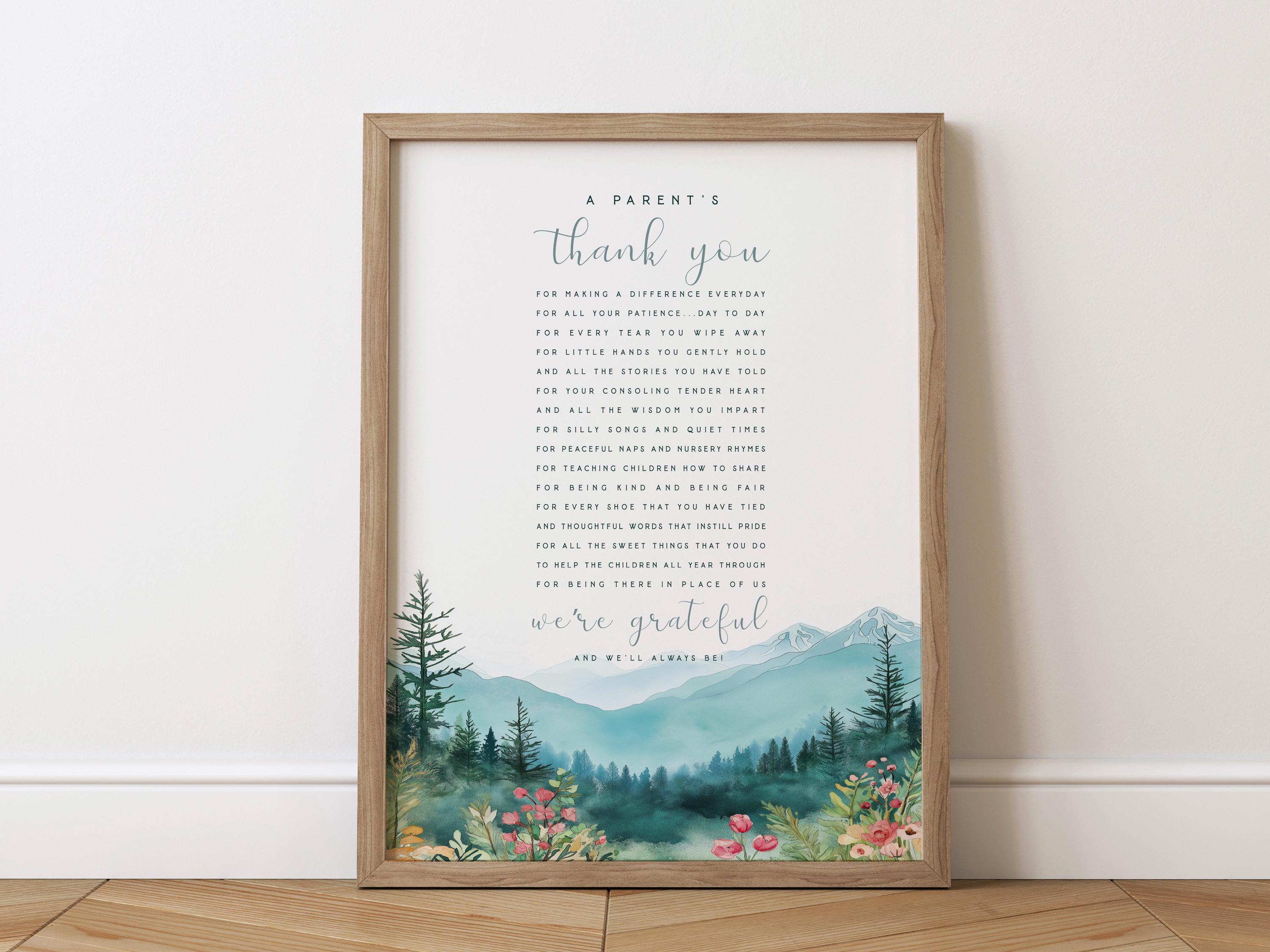 A Parents Thank You Poem Printable Nursery Teachers Teaching Teacher's ...