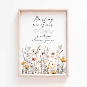 Be Strong and Courageous Sign Joshua 1:9 Bible Verse Wall Art Print ...