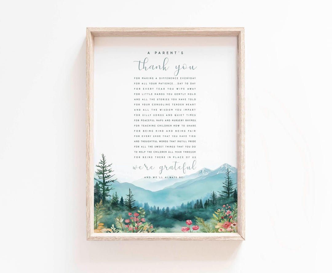 A Parents Thank You Poem Printable Nursery Teachers Teaching Teacher's ...