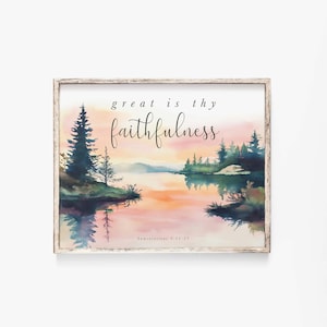 Great is They Faithfulness Lamentations 3:23 Watercolor Bible Verse ...