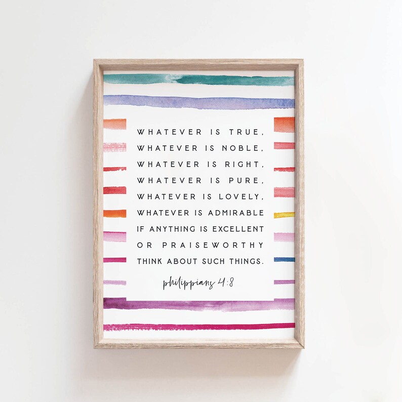 Philippians 4 8 Whatever is True Noble Lovely Sign Bible Verse - Etsy