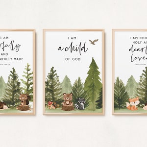Kids Bible Verse Wall Art Set of 3 Scripture Printable Bible School ...