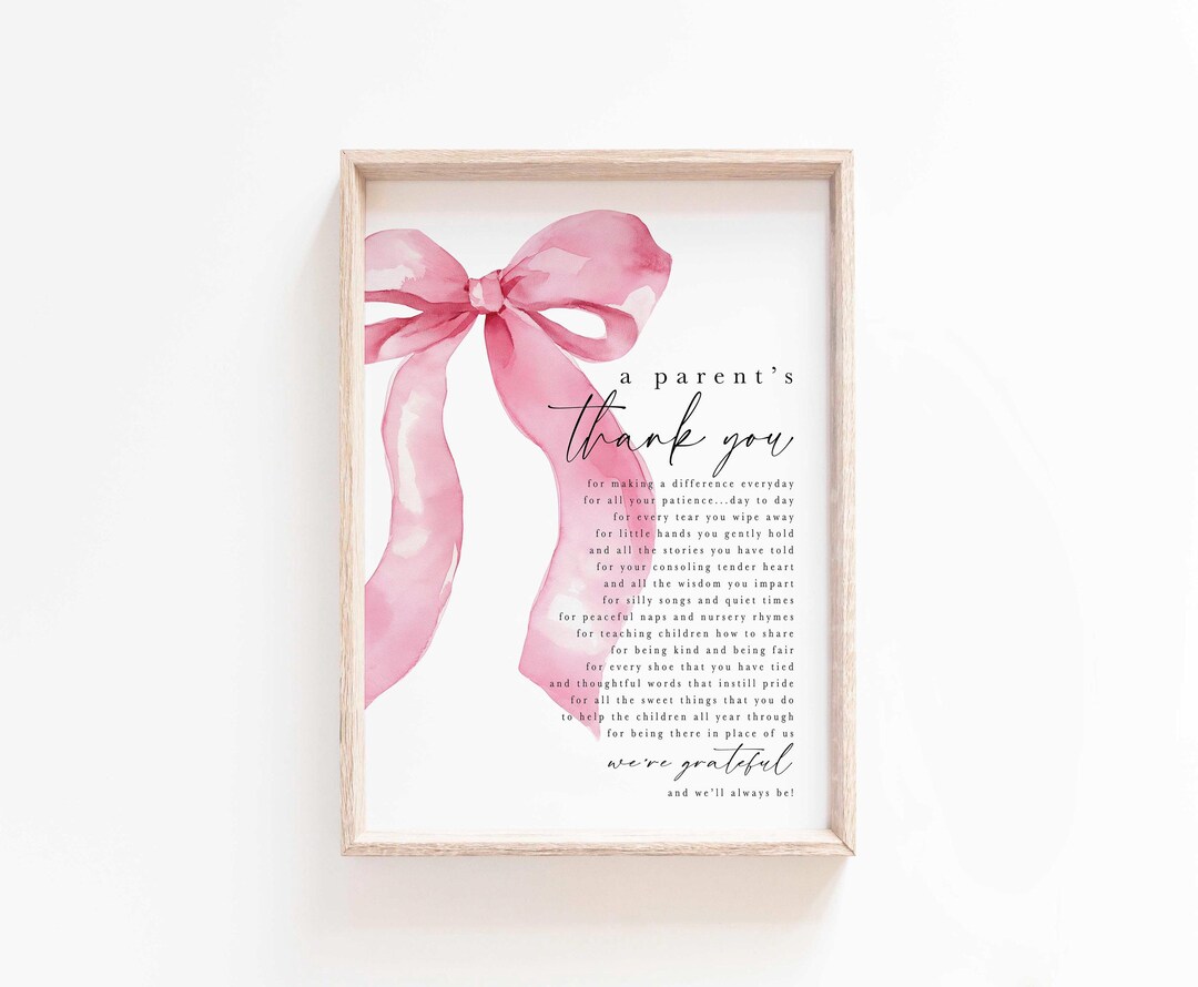 A Parents Thank You Printable Nursery Teachers Teaching Teacher's Day ...