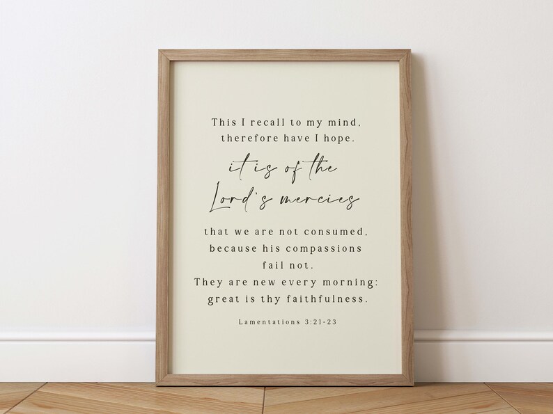 His Mercies Are New Every Morning Lamentations 3 21 23 Minimalist Bible ...