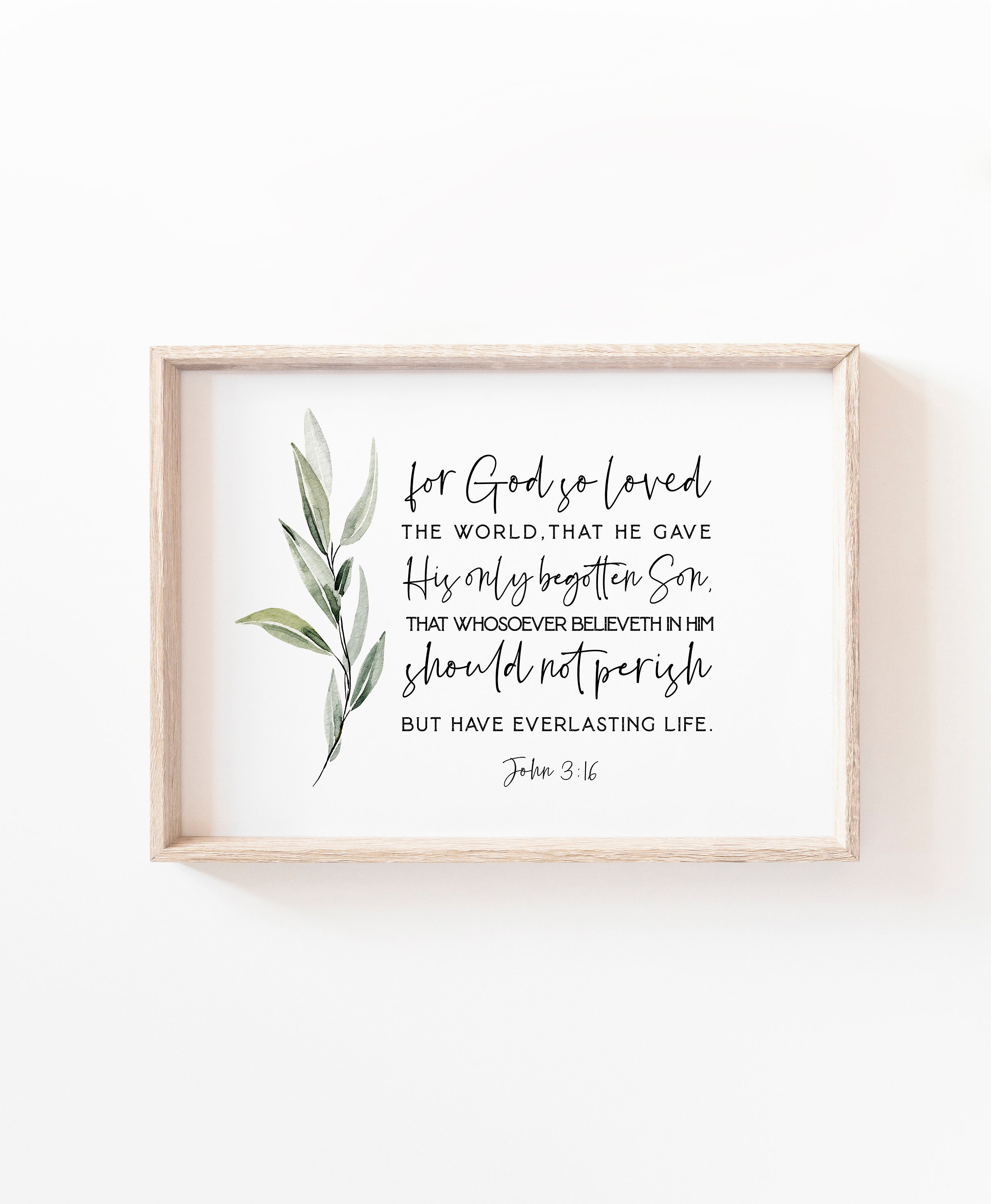 John 3:16 for God so Loved the World Bible Verse Wall Art Print ...