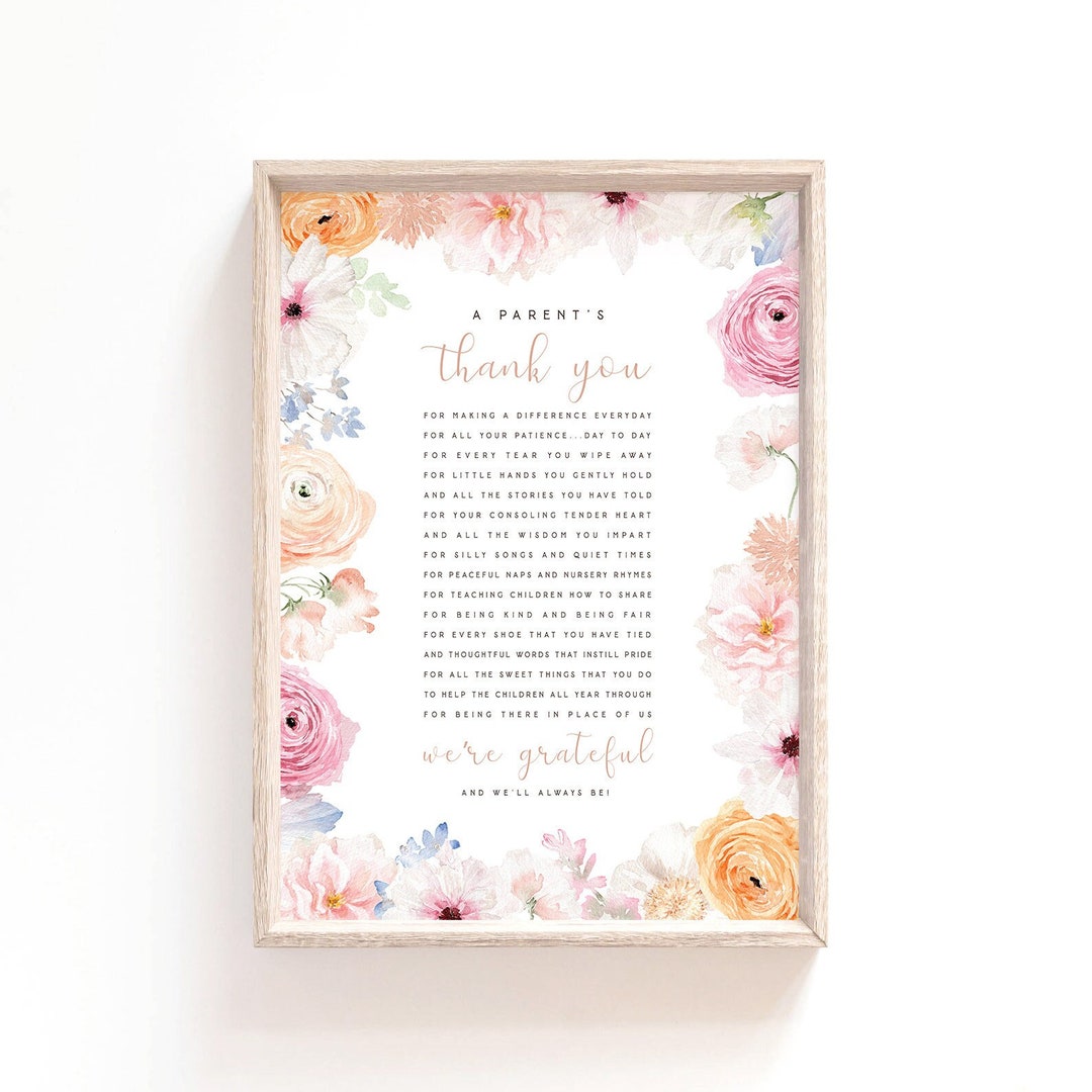 A Parents Thank You Poem Printable Nursery Teachers Teaching Teacher's ...