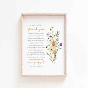 A Parents Thank You Printable Nursery Teachers Teaching Teacher's Day ...