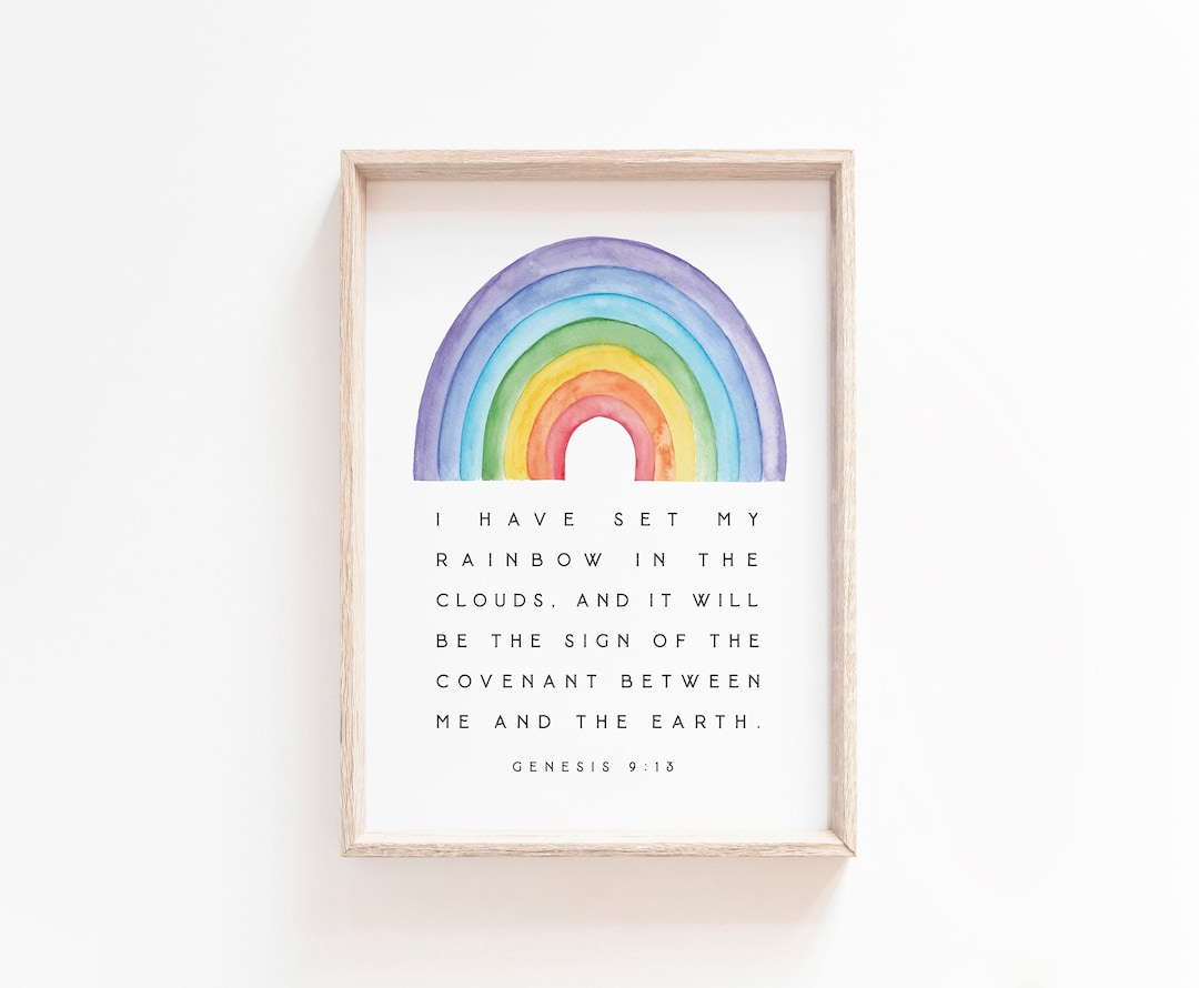 Genesis 9:13 I Have Set My Rainbow Bible Verse Print Wall Art Nursery ...