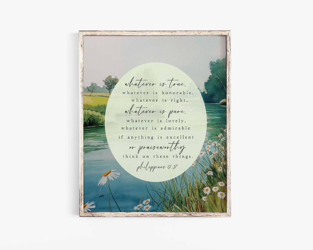 Philippians 4:8 Whatever is True Sign Watercolor Bible Verse Print Wall ...