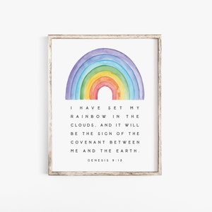 Genesis 9:13 I Have Set My Rainbow Bible Verse Print Wall Art Nursery ...