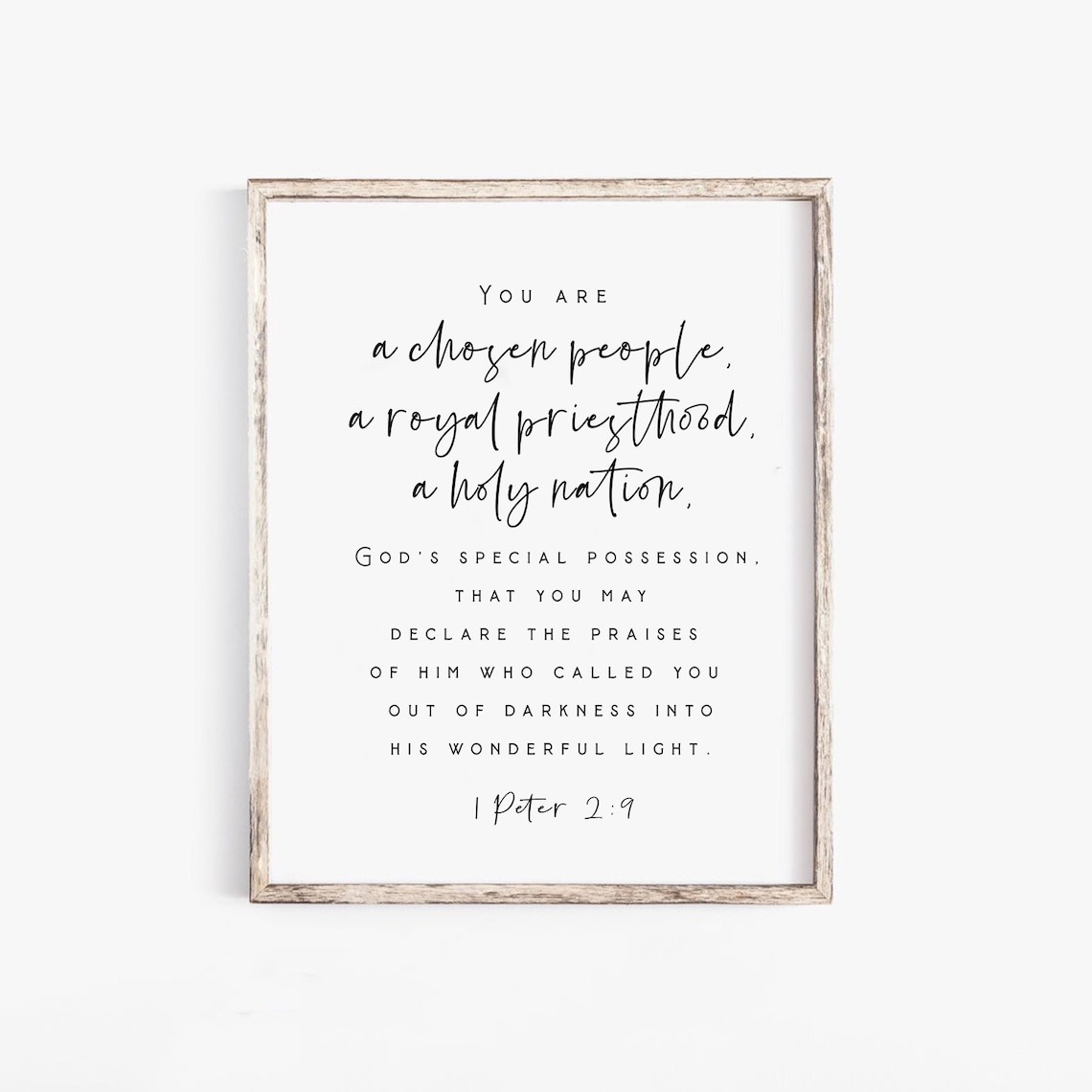 1 Peter 2:9 You Are A Chosen People Bible Verse Print Wall Art | Etsy