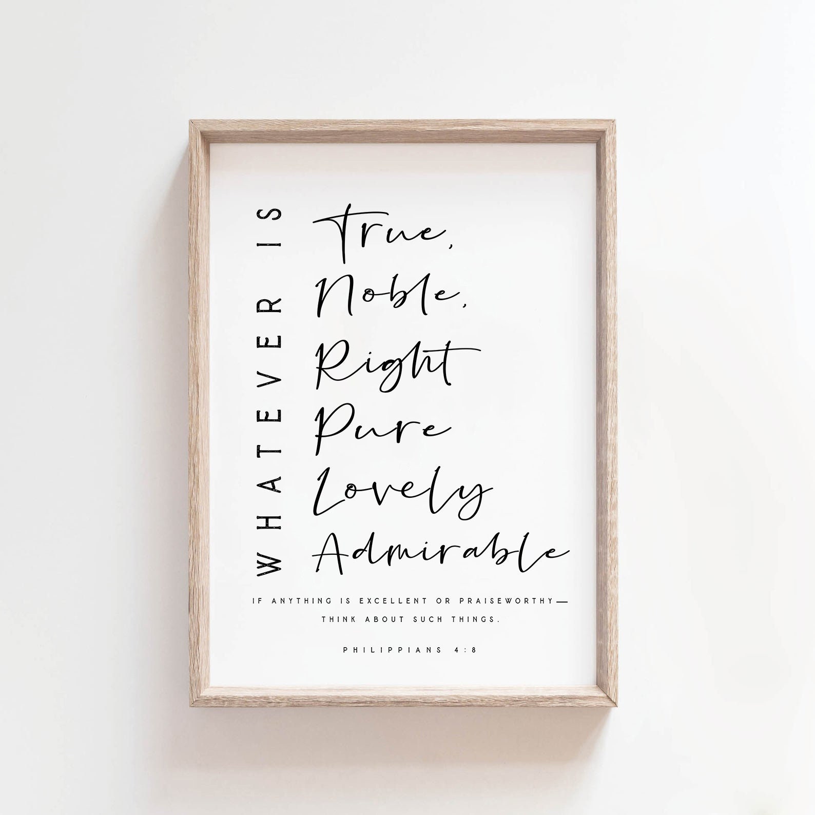 Philippians 4 8 Whatever is True Sign Bible Verse Wall Art | Etsy