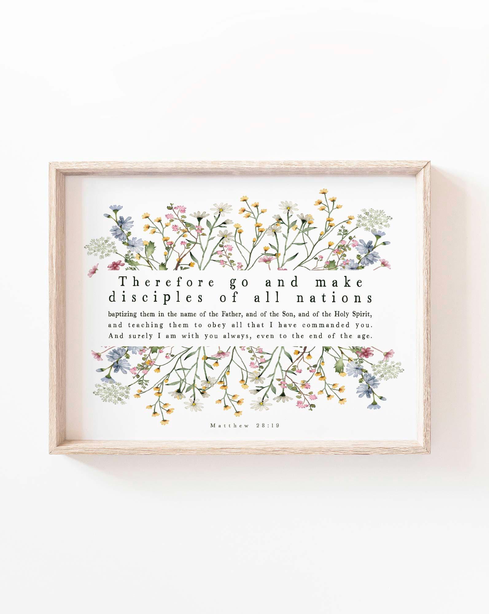 Matthew 28:19 Go and Make Disciples of All Nations Bible Verse Wall Art ...