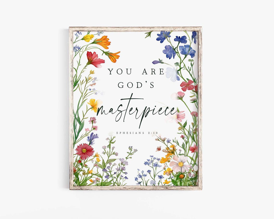 You Are God's Masterpiece Ephesians 2:10 Bible Verse Wall Art Print ...