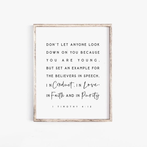 1 Timothy 4:12 Wall Art. Scripture. Boys Bible Verse. - Etsy