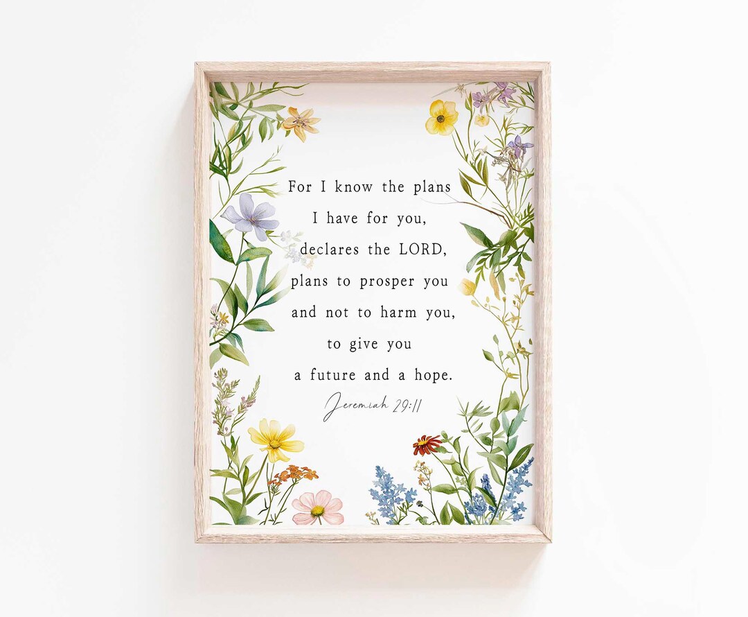 For I Know the Plans I Have for You Jeremiah 29:11 Bible Verse Wall Art ...
