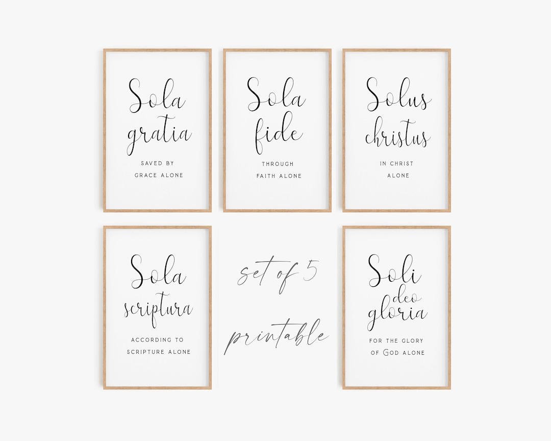 Set of 5 the 5 Solas Print Five Solas Print Reformed Theology Print ...