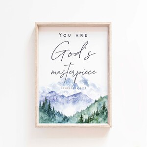 You Are God's Masterpiece Ephesians 2:10 Bible Verse Wall Art Print ...