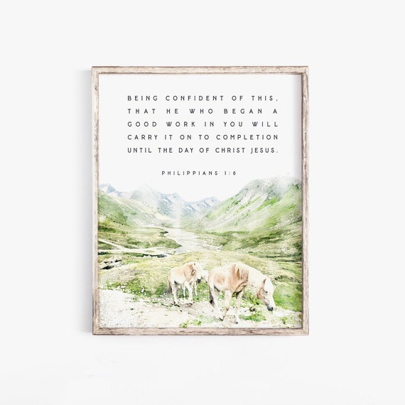 Philippians 1:6 He who began a good work Bible Verse Wall Art | Etsy