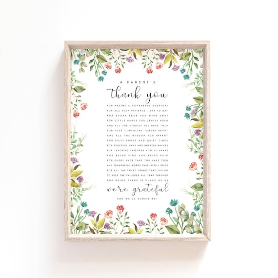 Thank You Parents Poem