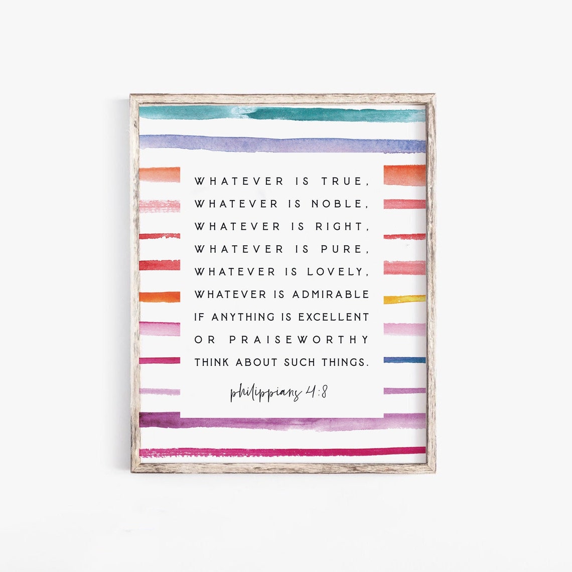 Philippians 4 8 Whatever is True Noble Lovely Sign Bible Verse - Etsy